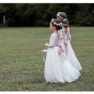 Vivivalue Floral Halo Boho Flower Headband Floral Crown Headpiece Hair Wreath with Ribbon Wedding Party Prom Photos Festival Pink