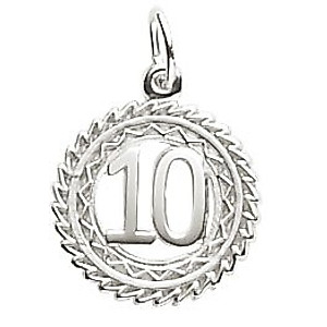 Rembrandt Charms Number 10 Charm, Sterling Silver