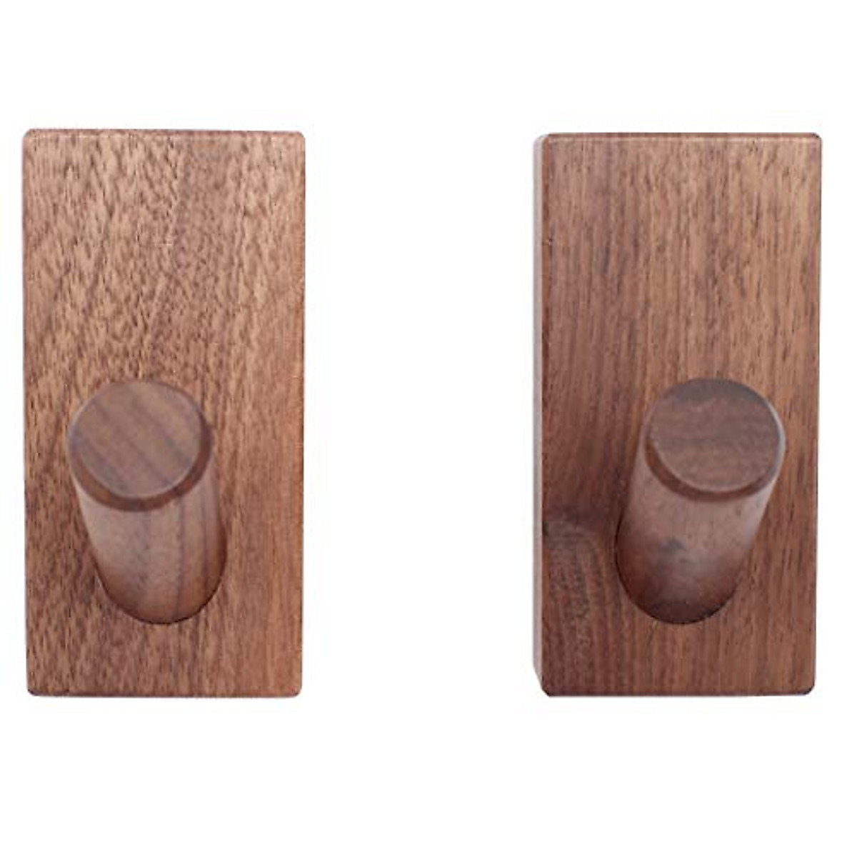 Gullor 2 PCS Natural Wooden Coat Hooks, Wall Mounted Wall Hook Rack, Decorative Craft Clothes Hooks - Black Walnut