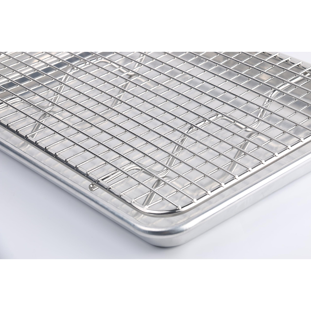 MASTERRACK Jelly Roll Pan Stainless Steel Cooling Rack and Wire Grate Heavy Duty (10"X14.75"X0.7")