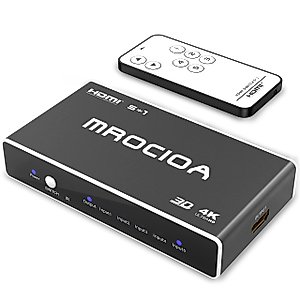 HDMI Switch 4K Switcher Splitter 5 Port in 1 Out Remote 2160P 1080P. Support PS5/ PS4 / PS3/ Xbox Series X/Xbox ONE X(S)/ Xbox/Apple TV 4K/ FIRE TV 4K/ Nintendo Switch/DVD Blure ray/Laptop/PC.