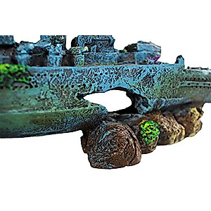 Penn-Plax Deco-Replicas Sunken Battleship Aquarium Decoration – Safe for Freshwater and Saltwater Fish Tanks – Medium