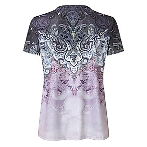 Blouses for Women Dressy Casual Sexy Women Daily Print V Neck Tops Short Sleeve Button Neck Tee Shirt Printed Flower