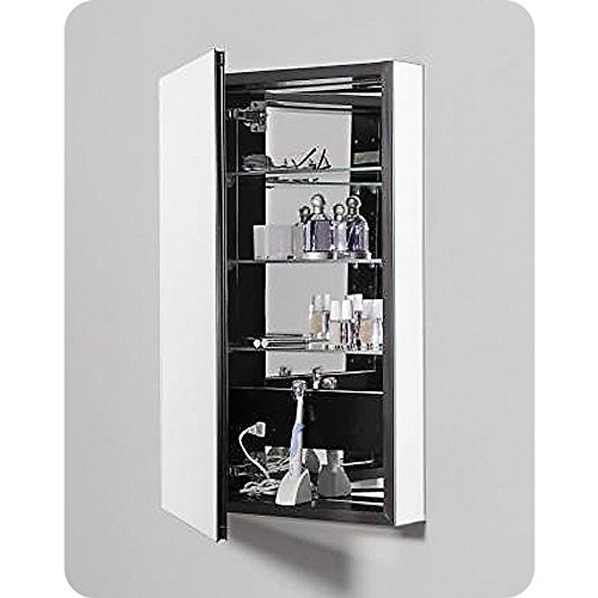 Robern PLM2440GLE Polished Edge, Classic Gray Interior, Electric ̶ Left Hinge PL Series 24" x 40" Flat Top Cabinet