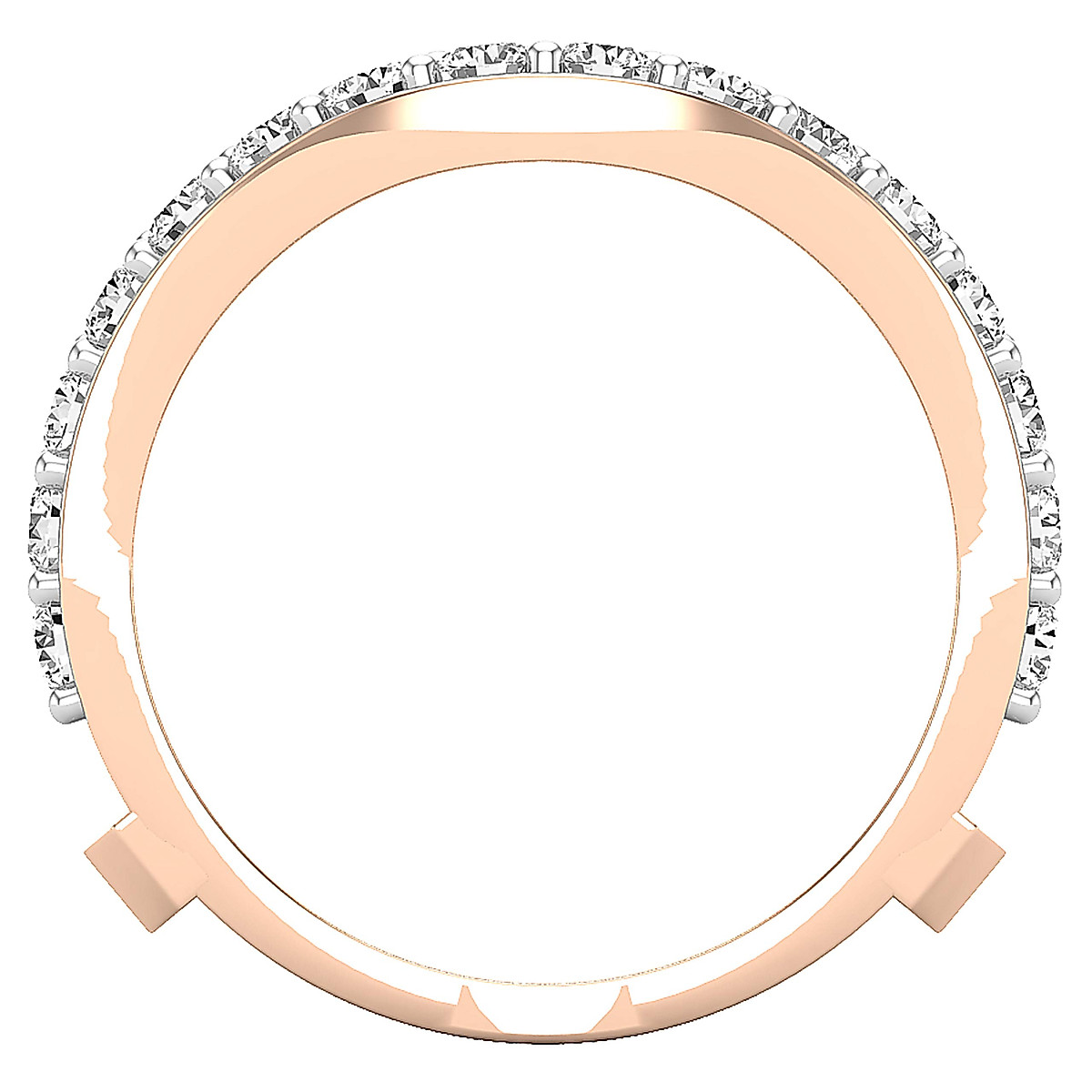 Dazzlingrock Collection 1.75 Carat (ctw) Round Lab Grown Diamond Ladies Wedding Enhancer Guard Double Ring, 10K Rose Gold, Size 6.5