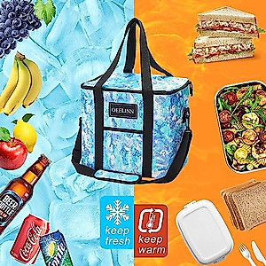 OEELINN -Large Soft Insulated Cooler Bag, Portable Collapsible, Waterproof, Lightweight, with Padded Shoulder Strap for Picnic, Camping, Grocery Shopping, Travel