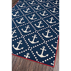 Momeni Rugs Baja Collection Contemporary Indoor Outdoor Area Rug, 3'11" x 5'7", Navy Blue