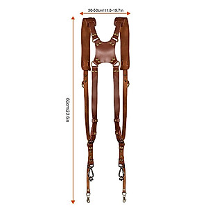 Jumyee Dual Camera Strap, Camera Harness for Photographers Adjustable Shoulder Straps Belt for 2 Cameras - Double Camera Body Strap Accessories (Brown)