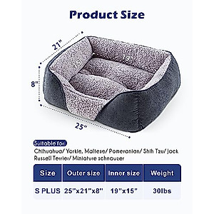 AIPERRO Dog Beds for Small Dogs 25 * 21In, Dog Bed Small Size Dog Washable, Orthopedic Dog Bed Indoor, Sofa Bed Soft Sleeping Puppy Dog Beds Breathable Cuddler Pet Bed with Anti-Slip Bottom