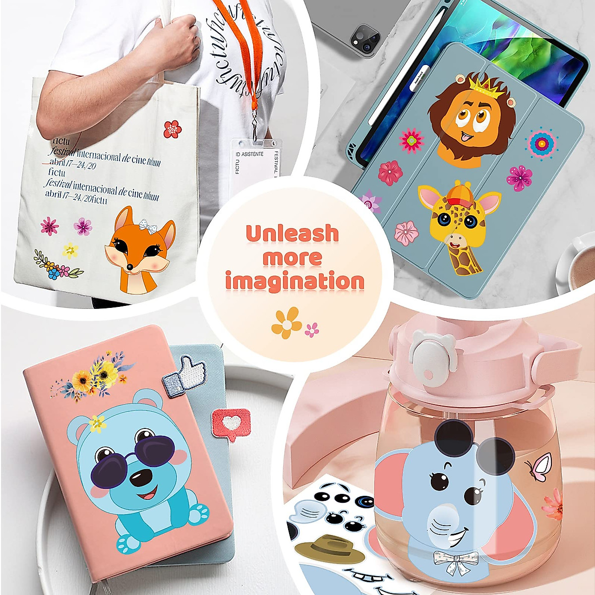 sinceroduct Make a Face Stickers for Kids, 60 Sheets Woodland Teaching Stickers, Make Your Own Stickers, Party Favor Stickers with 20 Animal Designs, Unique Stickers, Perfect as Reward&Gift for Kids