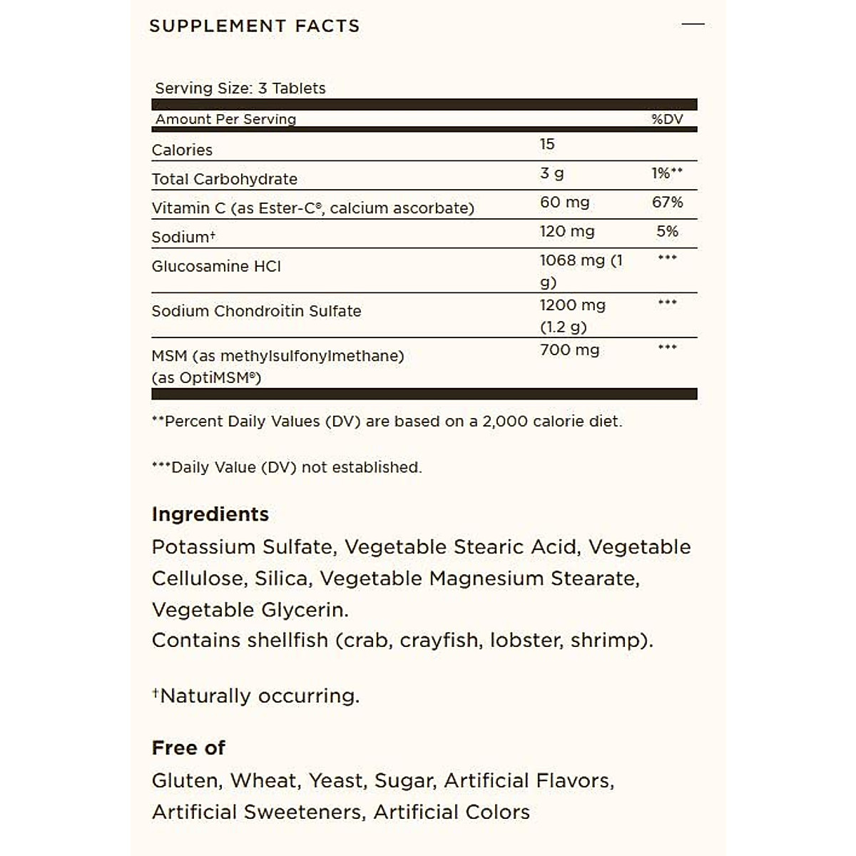 Solgar Extra Strength Glucosamine Chondroitin MSM w/ Ester-C, - Promotes Healthy Joints, Supports Comfortable Movement & Collagen Formation - 180 Count (Pack of 1)