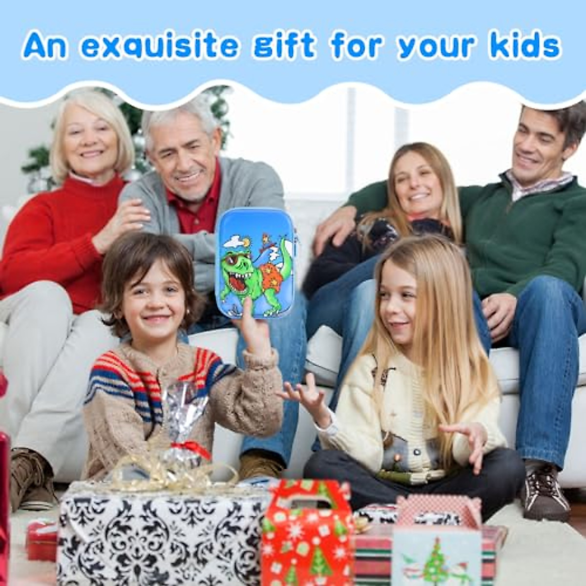 MoKo Pencil Case with Large Capacity, Zipper Protective Pen Holder Pencil Storage Bag Portable Students Stationery Box Cute Unicorn Pattern Pencil Pouch for Kids Gift, Blue & Green