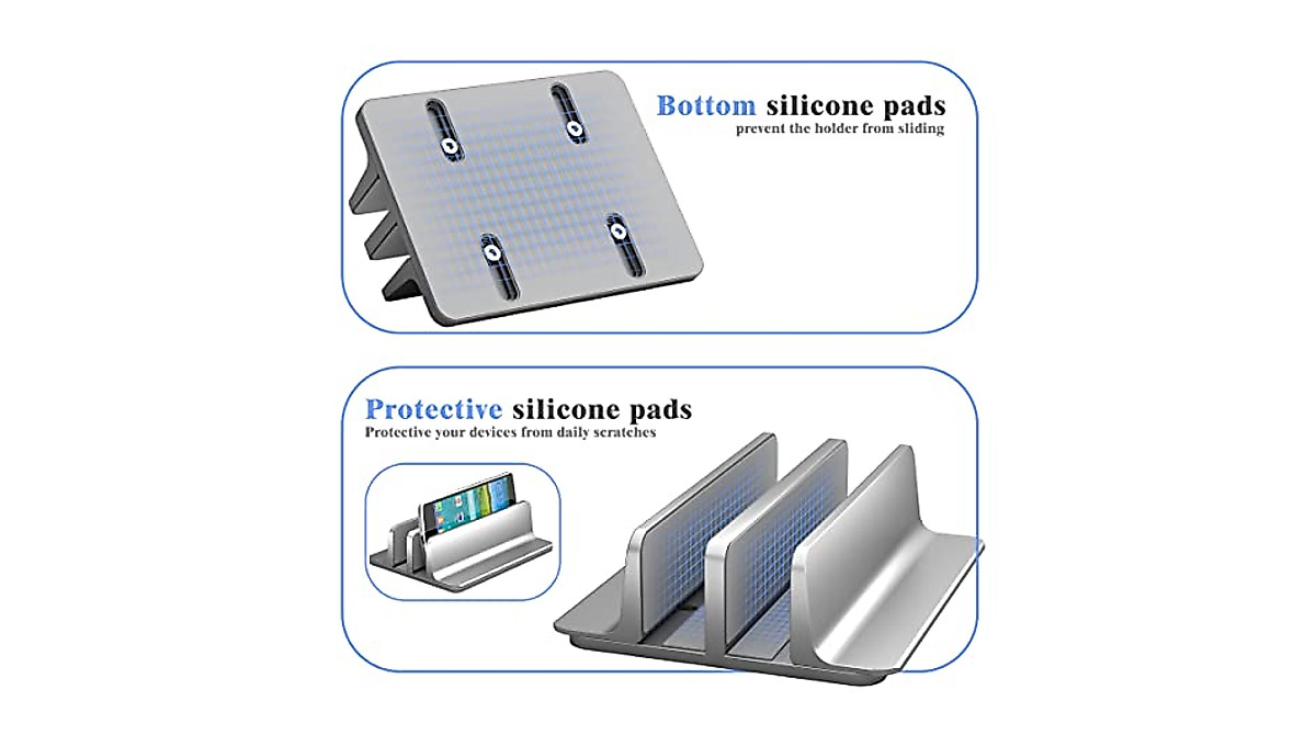 Double Slot Vertical Laptop Stand - Space-Saving Desk Holder