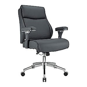Realspace® Modern Comfort Keera Bonded Leather Mid-Back Manager's Chair, Gray/Chrome, BIFMA Certified