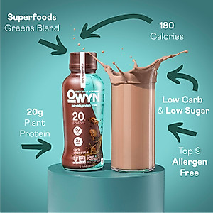 OWYN, Vegan Protein Shake, Dark Chocolate,12 Fl Oz (Pack of 12), 100-Percent Plant-Based, Dairy-Free, Gluten-Free, Soy-Free, Tree Nut-Free, Egg-Free, Allergy-Free, Vegetarian, Kosher …