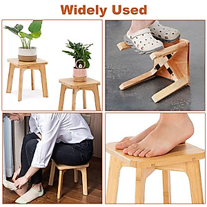 LANIAKEA Wooden Stool, 10 inch Small Wood Stool, Wooden Stool for Kids, Wood Step Stool for Adults, Bedroom, Living Room and Kitchen