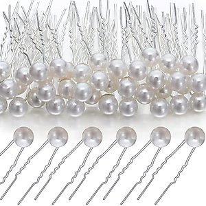40 Packs Pearl Hair Pins Bridal Wedding White Pearl Hair Accessories Bobby Clips for Brides and Bridesmaids(0.3 Inch)