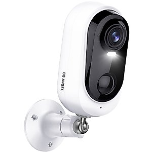 BG ANGEL Security Camera Outdoor, Wireless 1080P Home Surveillance Cameras, WiFi Camera Rechargeable Battery Powered w/Color Night Vision, PIR Motion Detection Sensor, Siren Alarm, 2-Way Audio, IP65