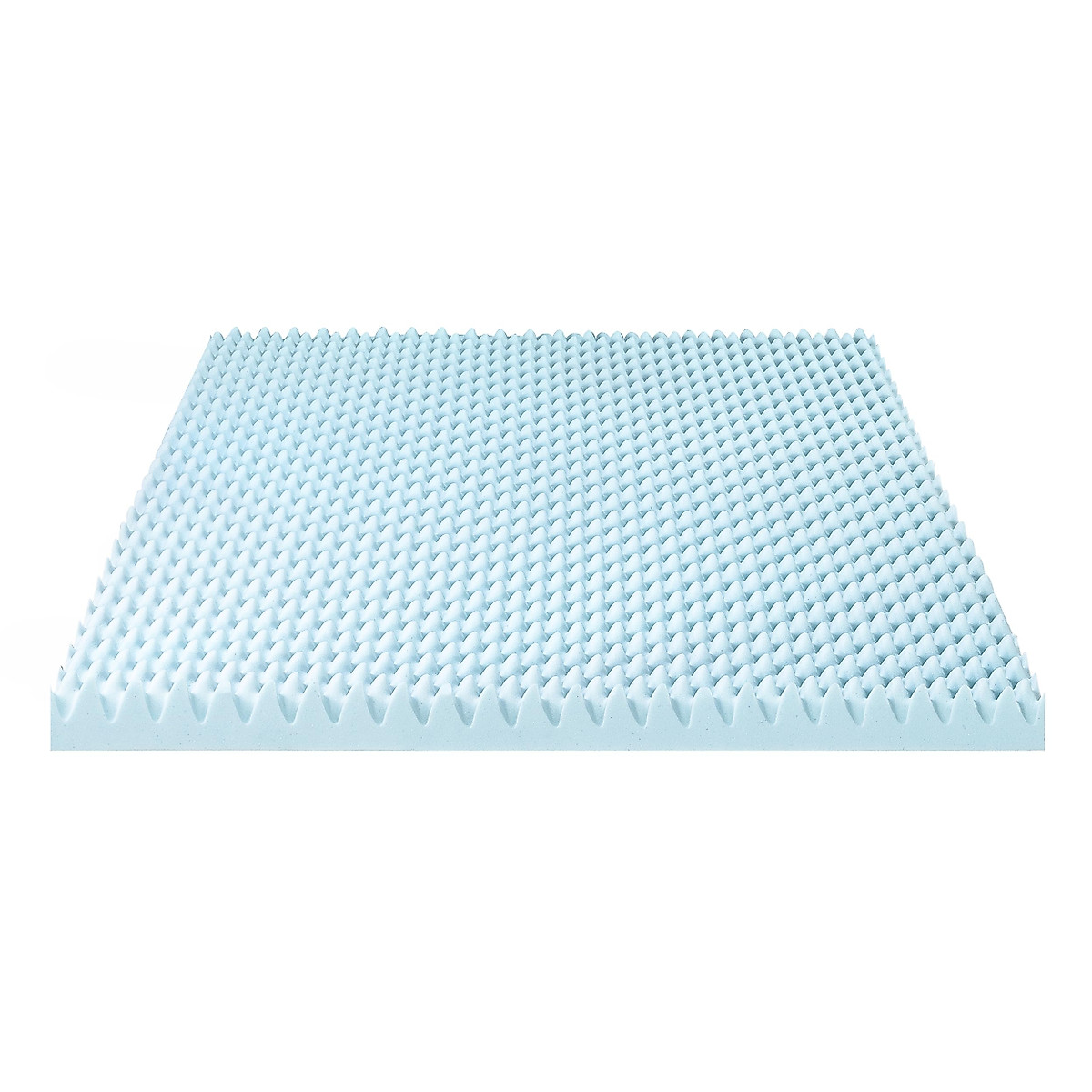 Best Price Mattress 4 Inch Egg Crate Memory Foam Mattress Topper with Cooling Gel Infusion, CertiPUR-US Certified, Short Queen Light Blue