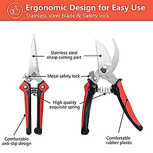 Pruning Shears, Professional Garden Branch Scissors Clippers Set, Bypass Gardening Hand Pruners Tools Kit, Stainless Steel Sharp Cutter Secateurs