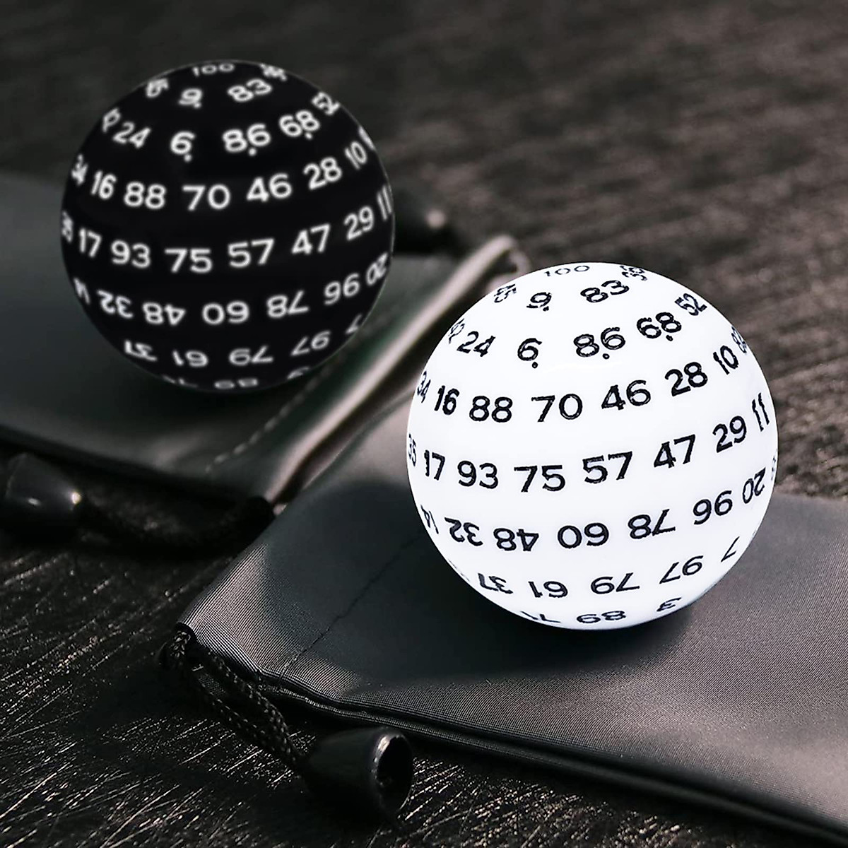 2Pcs DND D100 Dice Black and White 100 Sided Polyhedral Game Dice Set