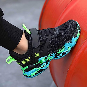 GILIGEGE Boys Sport Shoes Kids Running Lightweight Breathable Flat Casual Sneakers Boys Cute Shoes Toddler (Mint Green, 1.5)