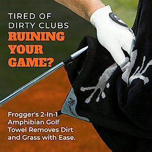 Frogger Amphibian Golf Towel with Dry and Wet Technology, Red - Golf Bag Accessory for Men and Women with Carabiner Clip