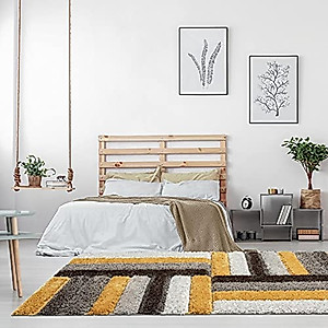 LUXE WEAVERS Lantanas Yellow 8x10 Shag Geometric Area Rug, Modern, Stain Resistant, Plush Indoor Rugs