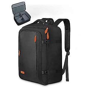 Carry on Backpack with DIY Divider, 45L Travel Backpack Airline Approved for Men, Underseat Luggage Suitcase Daypack Overnight Weekender Bags for Flight Personal Item, Gifts for Travelers Women, Black