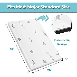 Home4me Pack and Play Mattress 38" x 26" x3'', Dual Sided Mini Crib Mattress, Waterproof Memory Foam Playpen Mattresses, Toddler Mattress Pad with Removable Washable Cover for Cribs and Toddlers