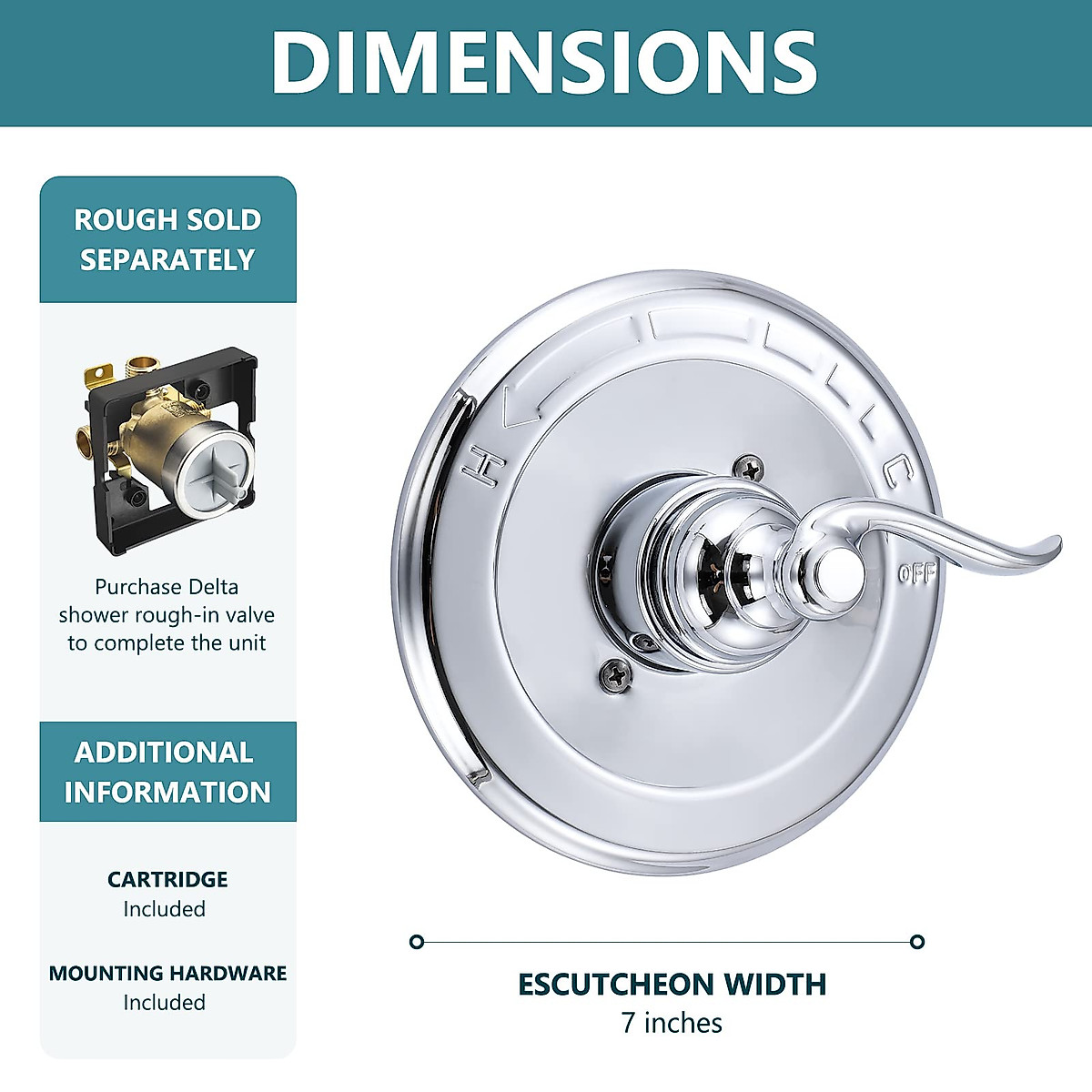 Pressure-Balancing Valve Trim Replacement for Delta BT14096 Windemere 14 Series, Chrome