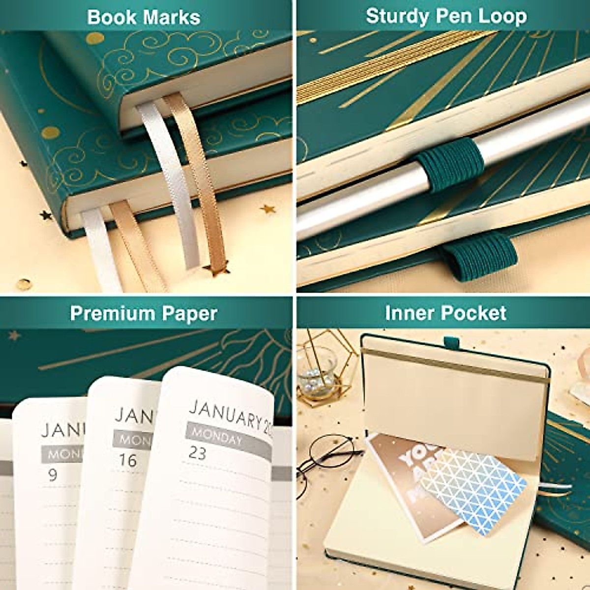 Planner 2023-2024 - Weekly Monthly Planner 2023-2024, 2023-2024 Calendar Planner from July 2023 - June 2024, 5.75" x 8.4", Planner 2023-2024 with Inner Pocket, Sticker, Pen Holder, Elastic Closure