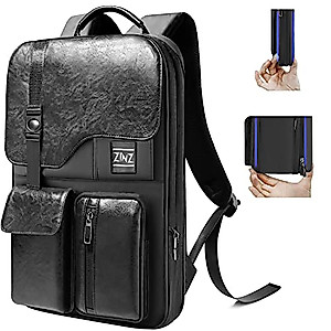 ZINZ Slim & Expandable Laptop Backpack 15.6 Inch Business Backpack with USB Port, Waterproof Anti-Theft Travel Backpack Daypack for Men and Women -Black