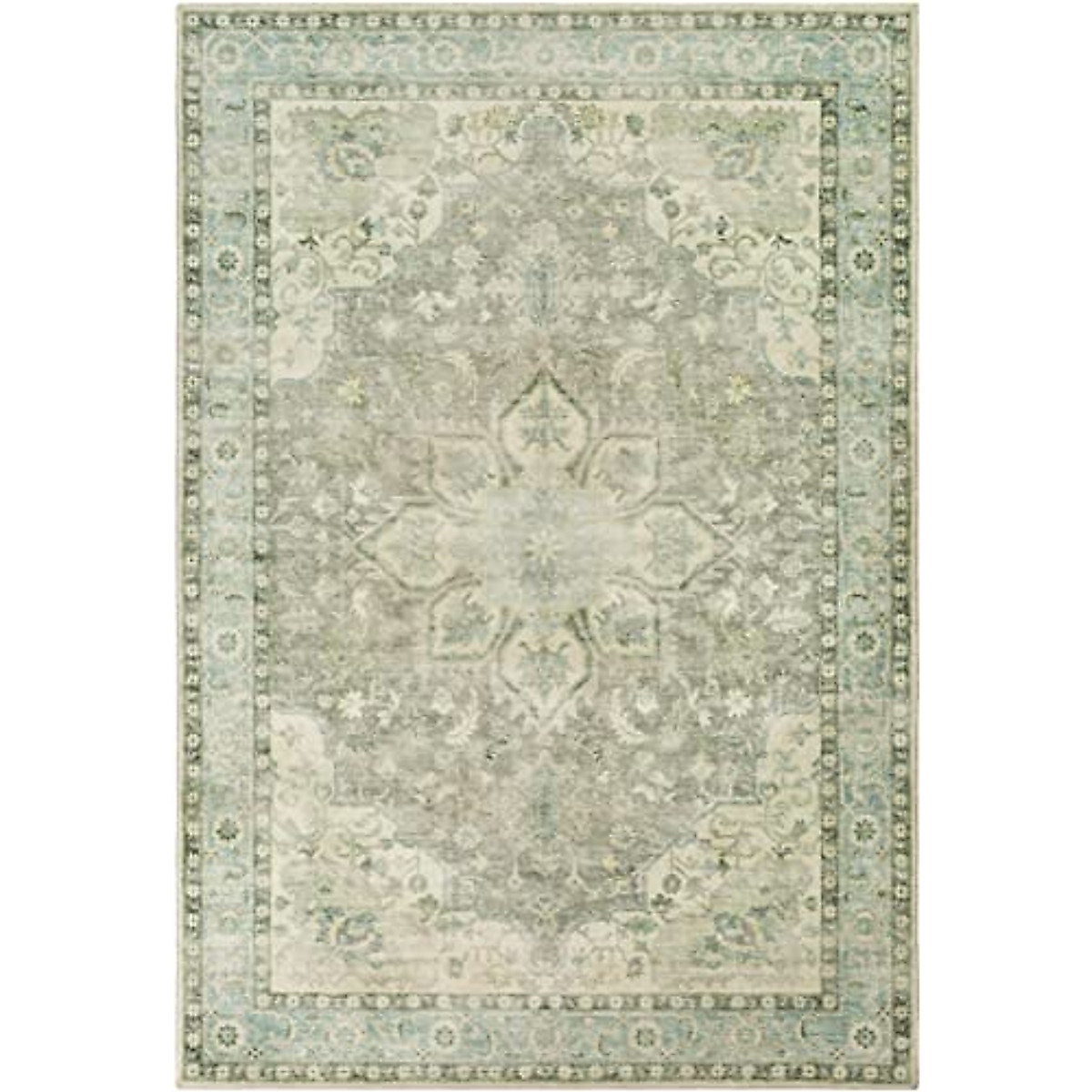 Mark&Day Area Rugs, 8x10 Heiereind Traditional Sage Area Rug Green Gray Blue Carpet for Living Room, Bedroom or Kitchen (7'6" x 9'6")