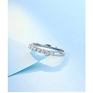 KnBoB Wedding Engagement Rings for Women,18K White Gold Row Drill 0.28ct Diamond Size 6.5