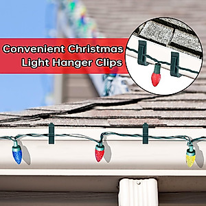 Christmas Light Hangers Clips 1 5/8 inch Fascia Board Clips Hooks Deck Light Clips Holiday Light Clip for Christmas Decoration Roof Gutter Fence in Thickness from 1" to 1 5/8" (Green, 30PCS)
