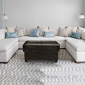 GLAXYFUR Folding Storage Bench, Cube PU Leather Footstool with Legs, Coffee Table, Ottoman with Storage for Living Room, 23.6 x 23.6 x15 Inches, Brown