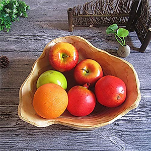 OUEEGER Wood Bowl(12"-14"), Handmade Natural Root Carved Bowl, Wood Crafts Bowl Serving for Fruit, Salad, Snack