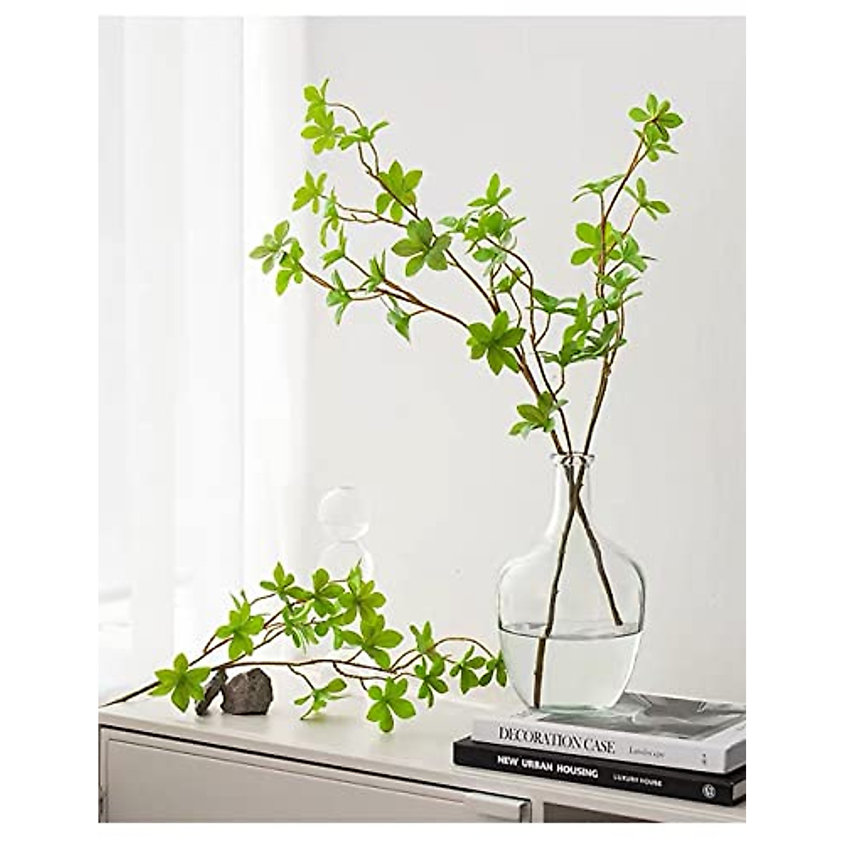 Heleze Artificial Greenery Stems Faux Branches with Leaves for Vase Fake Plants for Home Decor Indoor 26.3 Inch 3 PCS
