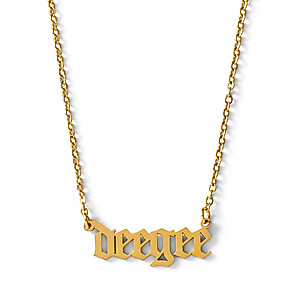 Sorority Shop Delta Gamma Necklace — DG Old English Font Design, 18K Gold Plated, Delta Gamma Gifts for Women