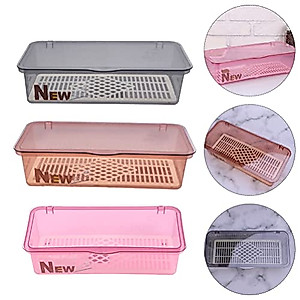 DOITOOL 3PCS Flatware Tray with Lid and Drainer, Tableware Utensil and Cutlery Drawer Organizer with Lid Covered Silverware Tray to Keeps Your Cutlery Organized and Protected ( Random Color )