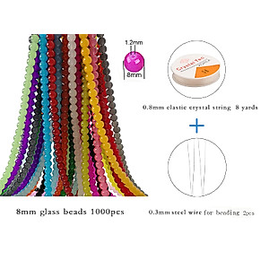 Pamir Tong 1000PCS 8mm Glass Round Beads Bulk， Imitative Jade Beads, Bracelet Loose Beads for Jewelry Making Earring, Necklaces, and DIY Crafts (8mm)