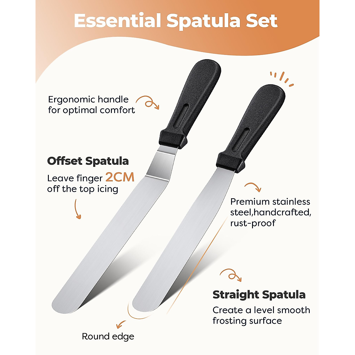 Kootek Cake Decorating Kits Supplies with Cake Turntable, 12 Numbered Cake Decorating Tips, 2 Icing Spatula, 3 Icing Smoother, 2 Silicone Piping Bag, 50 Disposable Pastry Bags and 1 Coupler