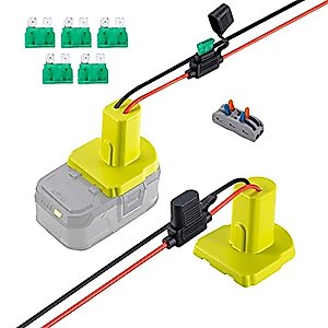 Upgraded Power Wheel Adaptor for Ryobi 18V Battery with Fuse & Wire terminals,Power Connector for Rc Car, Robotics,Rc Truck, DIY,Work for 18V P100 P102 P103 P107 P108 Li-ion & Ni-CD Battery