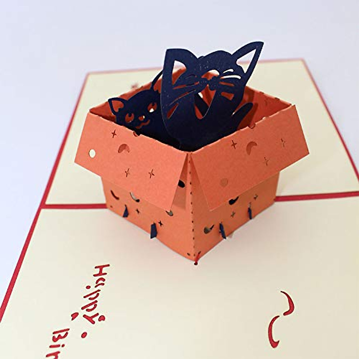 DUBRIX 3D Popup Greeting cards Pop Up Card with envelope Cat in the box for kids,girl friends The Perfect Handmade Gifts on Birthday