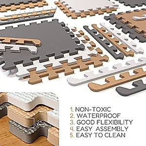 Angels Foam Play Mats Tiles with Borders, 32 pcs Set - Playmat Multi Use, Create & Build A Safe Play Area Interlocking Puzzle eva Non-Toxic Floor for Children Toddler Infant Kids Baby Toy Room & Yard