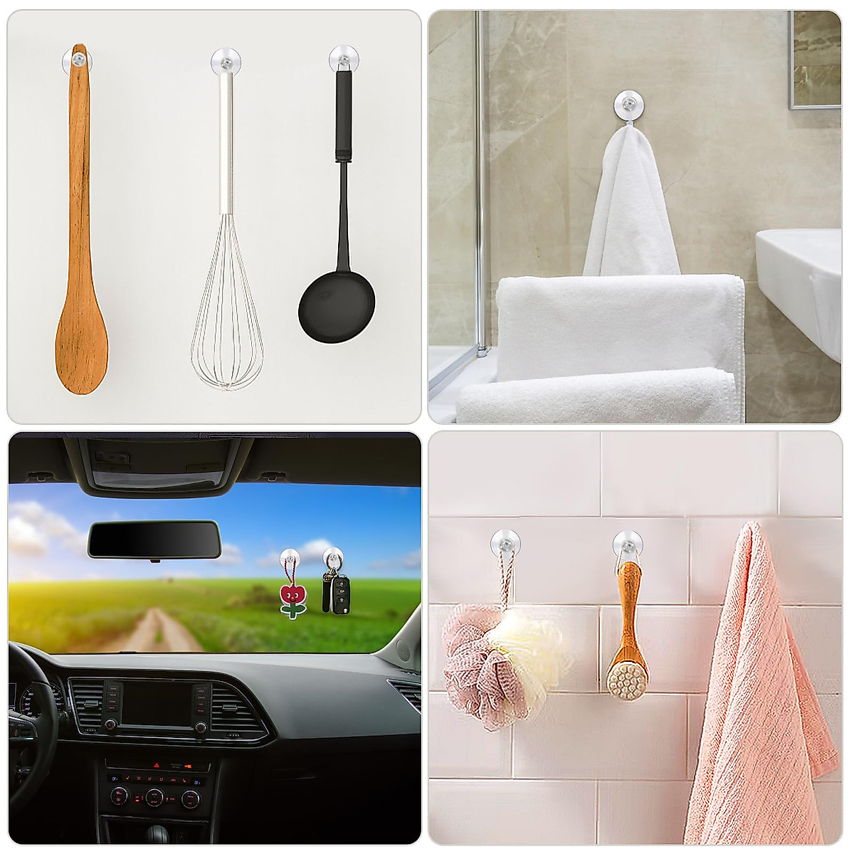 Grevosea 12 Pieces Suction Cup Hooks,Suction Cups for Glass Table Tops Clear Plastic Sucker Pads with Screw and Nut for Outdoor Kitchen Bathroom Shower Wall Window Mirror Glass Daily Hanging 40 mm