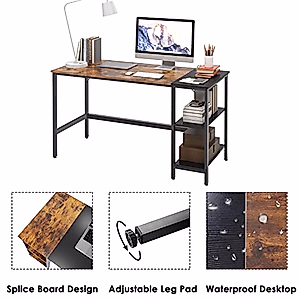 SogesHome 55inches Trestle Desk, Home Office Computer PC Desk with 2-Tier Shelves, Working Gaming Desk Study Desk Workstation Writing Table for Bedroom Living Room, School, Apartment