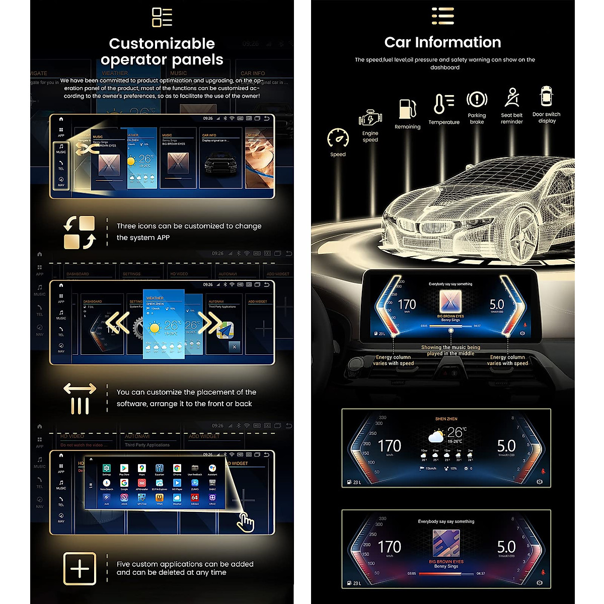 Android 12 Car Stereo GPS Sat Nav for BMW 5 Series E60 E61 E63 E64 3 Series E90 E91 E92 CCC CIC Touchscreen Multimedia Player + DVR,8-core 4+64-2005-2008 CCC 8.8 inches