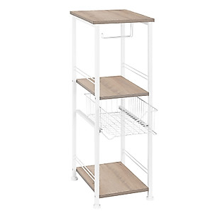 Toilet Paper Storage Cabinet Freestanding Bathroom Storage Organizer 3 Tier Narrow Bathroom Paper Towel Storage Cabinet with Drawer for Small Space Laundry Room Entryway, Light Oak